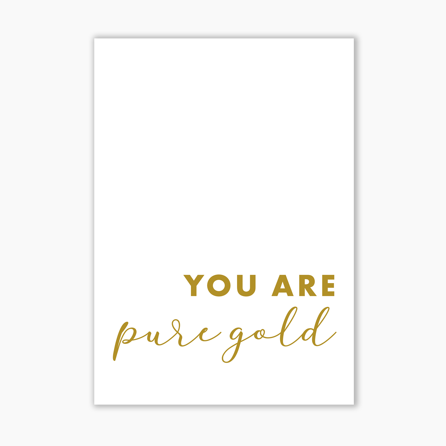 Ansichtkaart ‘You are pure gold’ (goud metallic) | Doosje Liefde